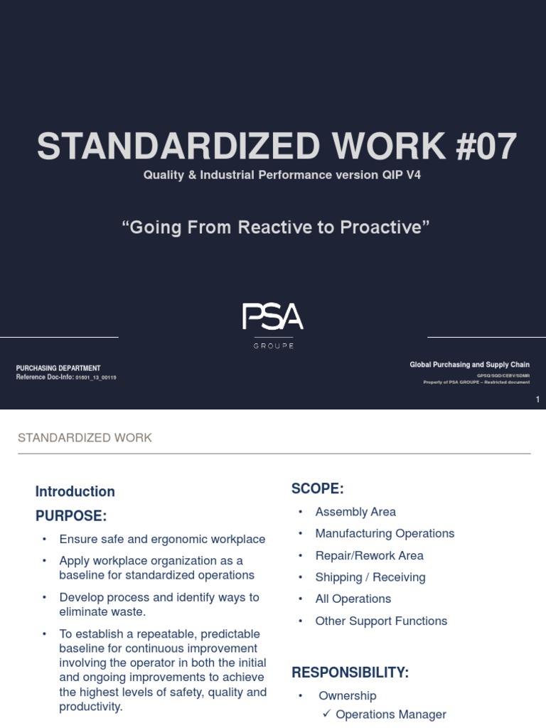 07 Standardized Work QIP V4 Fev 2021 Training Material | PDF ...