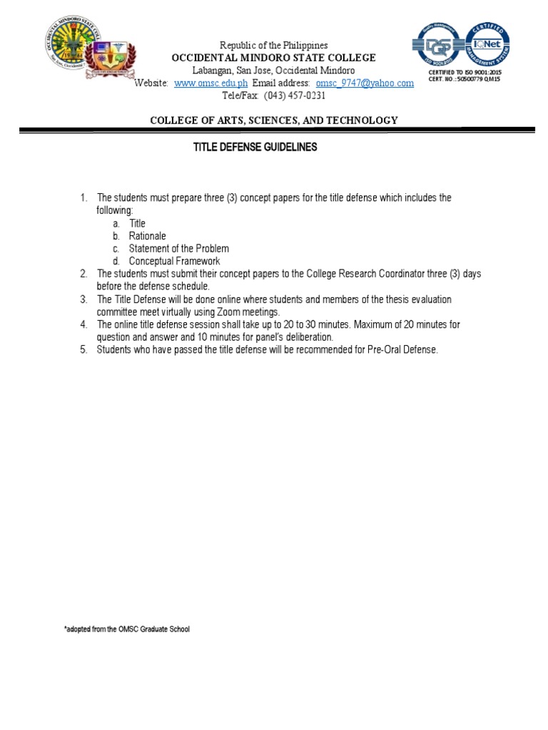 Title Defense Guidelines | PDF