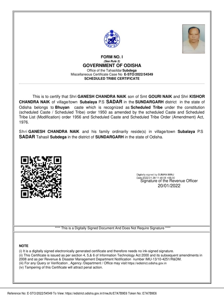 Bhuyan Caste Scheduled Tribe Certificate | PDF