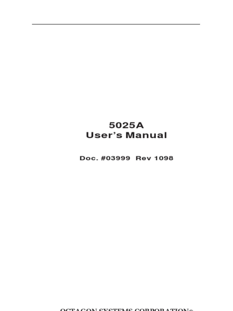 Octagon 5025A User Manual | PDF | Random Access Memory | Bios