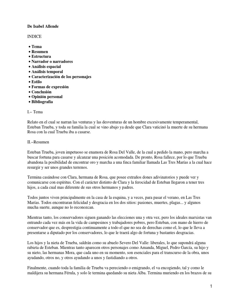 Análisis de "La casa de los espíritus" | PDF | Narración