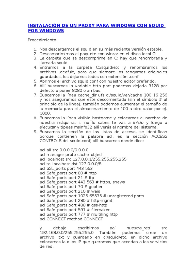 Servidor Proxy SQUID Windows | PDF | Áreas de informática | Datos de computadora