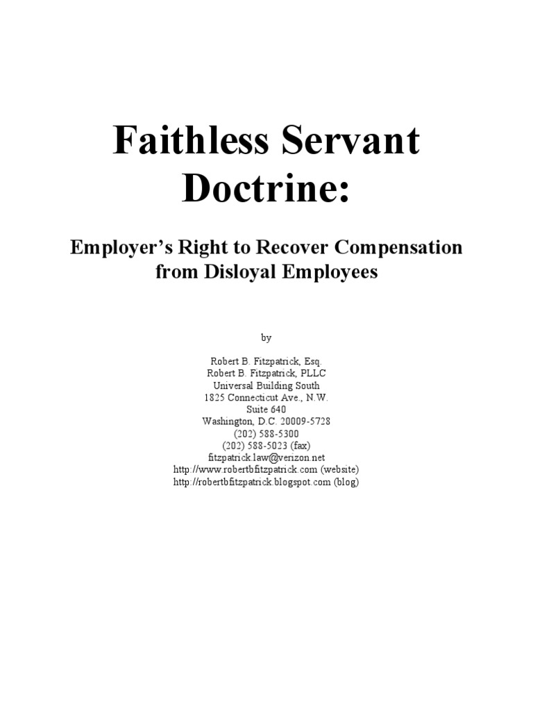Faithless Servant Doctrine: Employer's Right To Recover Compensation ...