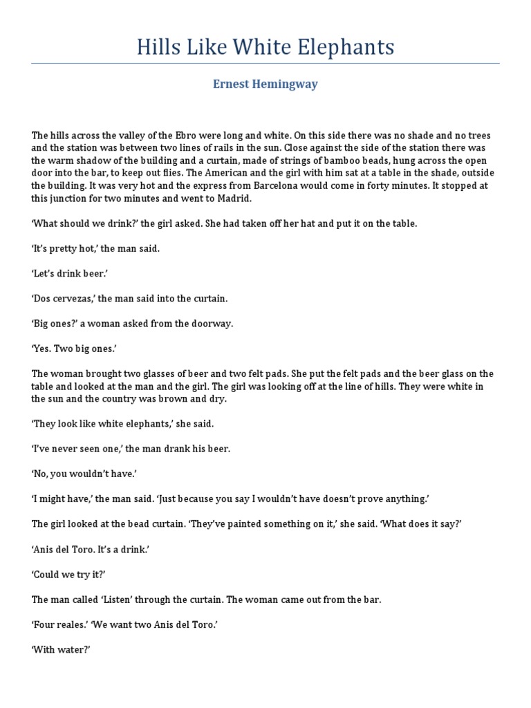 Hemingway's Hills Like White Elephants | PDF