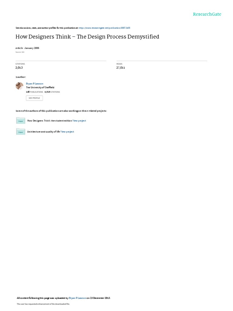 How Designers Think - The Design Process Demystifi | PDF | Design | Thought