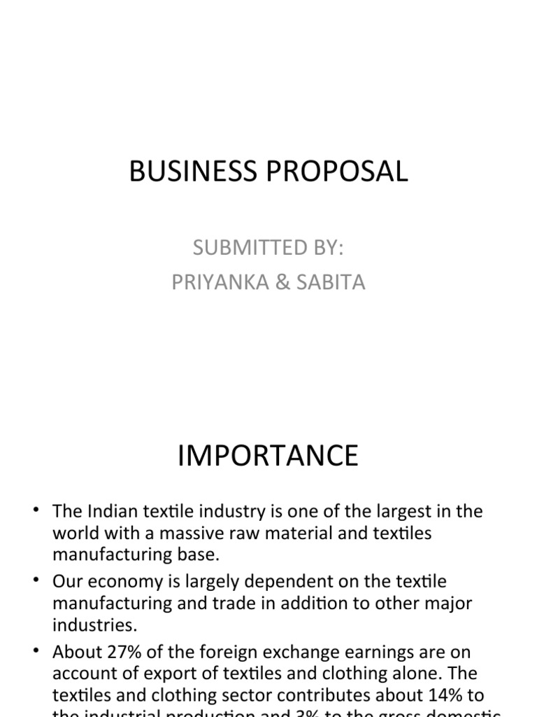 Indian Textile Business Proposal | PDF | Textiles | Textile Manufacturing