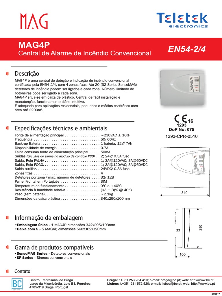 01-Central de Deteção-Teletek-Mag4p-Características | PDF | Relé ...