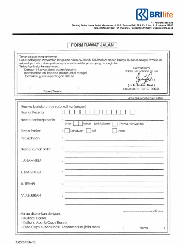 Formulir Klaim Rawat Jalan1 | PDF