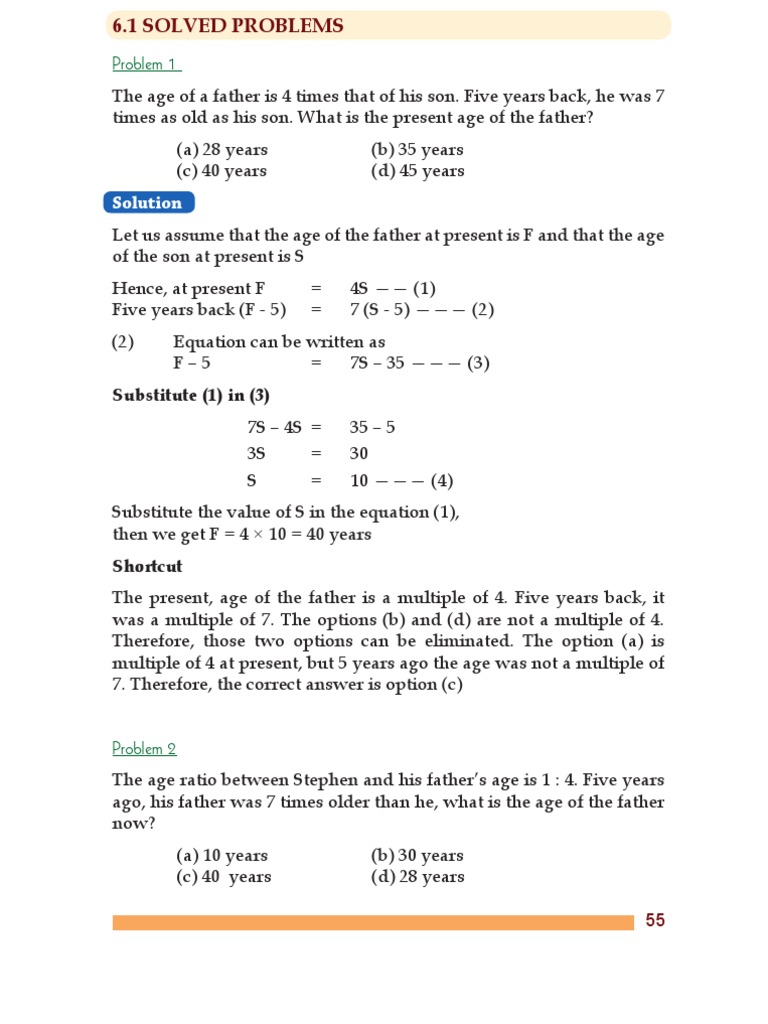 Age Problems | PDF | Equations | Mathematical Concepts