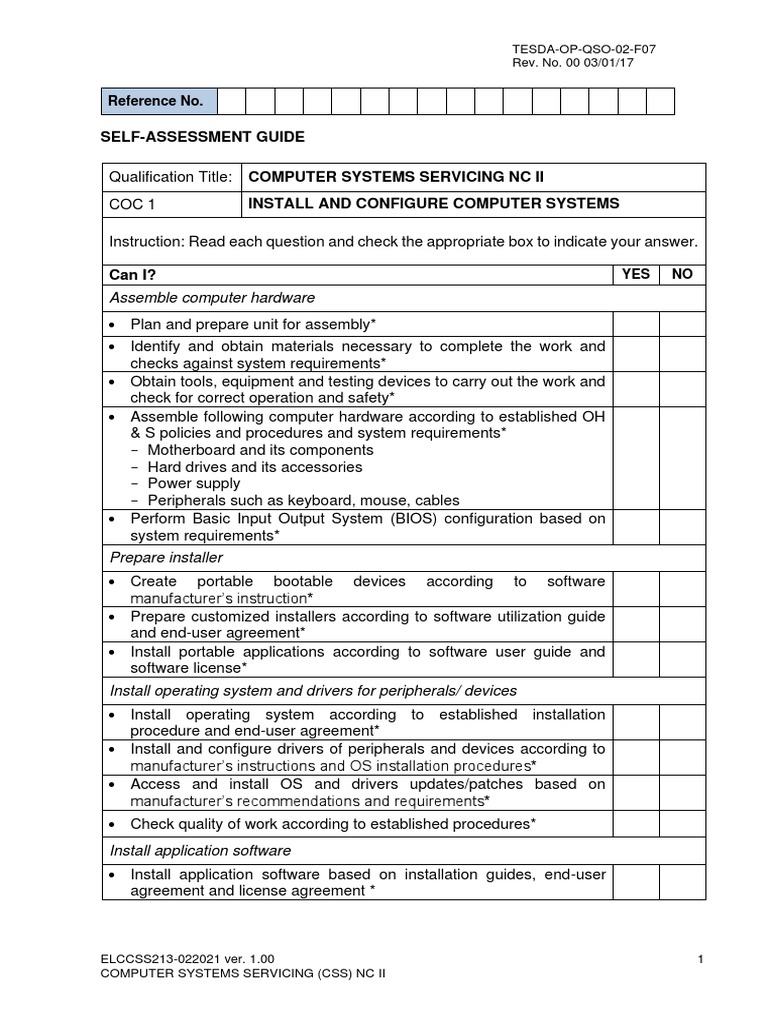 Coc1.self Assessment Guide (Sag) | PDF | Bios | Operating System