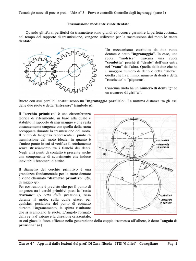 Trasmissione Mediante Ruote Dentate | PDF