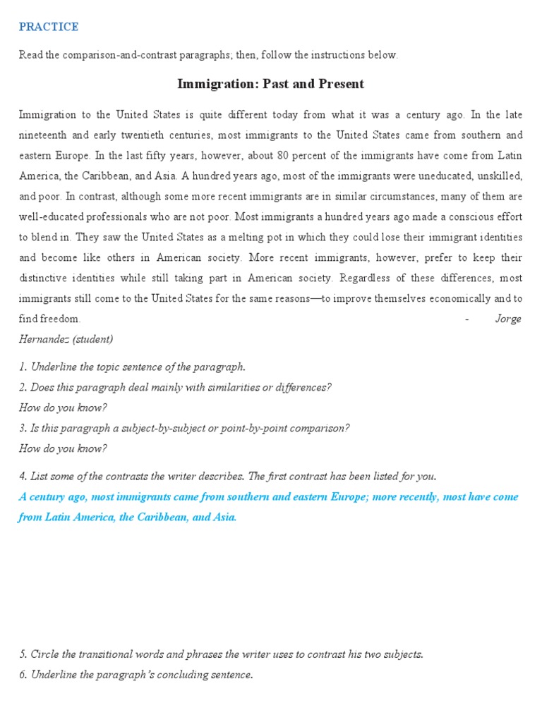 Comparison-And-Contrast Paragraph - Practice | PDF | New York City ...