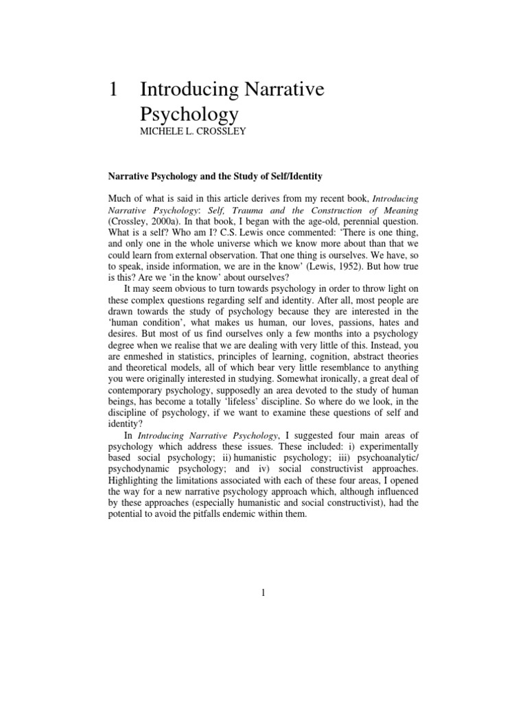 Introducing Narrative Psychology | PDF | Narrative | Identity (Social ...