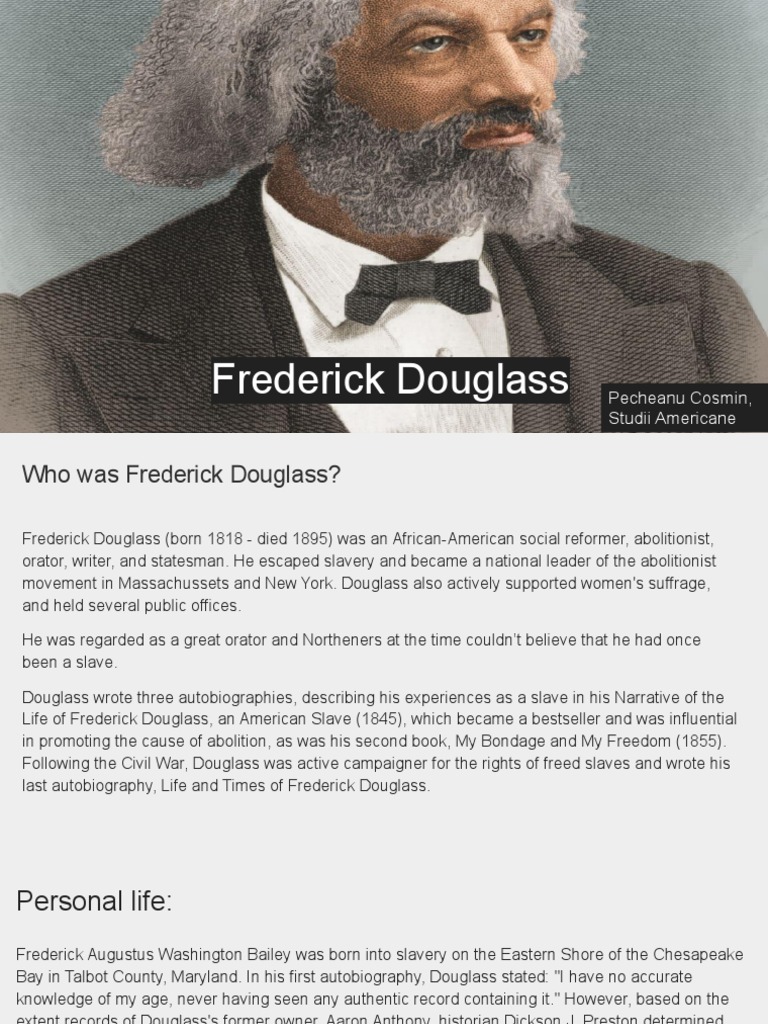 Frederick Douglass: Pecheanu Cosmin, Studii Americane | PDF | Frederick ...