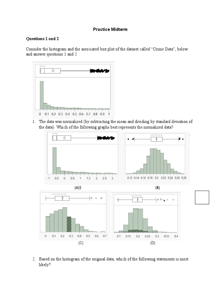 Practice Midterm Questions 1 and 2 | PDF | Errors And Residuals | Linear Regression