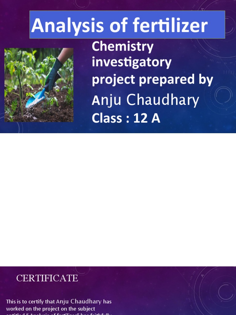 Analysis of Fertilizer Project Class 12 | PDF | Career & Growth