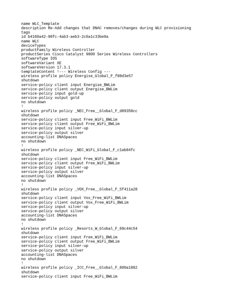 WLC Template | PDF | Computer Data | Network Protocols