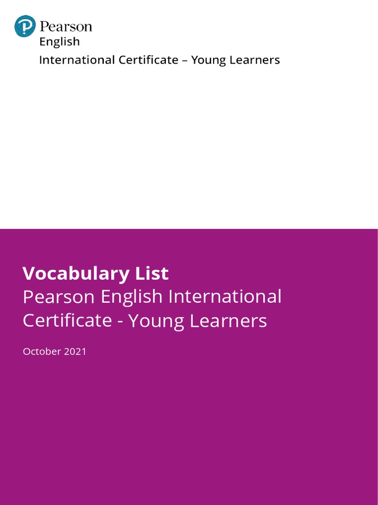Pte Yl Vocabulary List | PDF