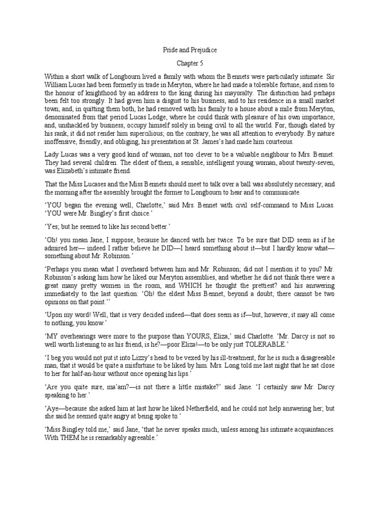 Chapter 5: The Meryton Assembly | PDF | Pride And Prejudice