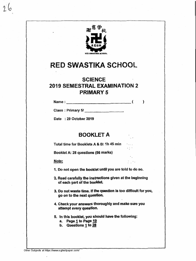 P5 Science SA2 2019 Red Swastika Exam Papers-11 | PDF