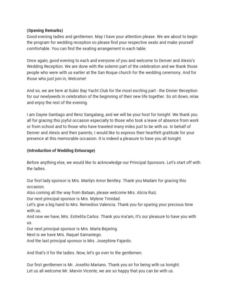 Wedding Program Script DRAFT | PDF | Wedding | Social Conventions