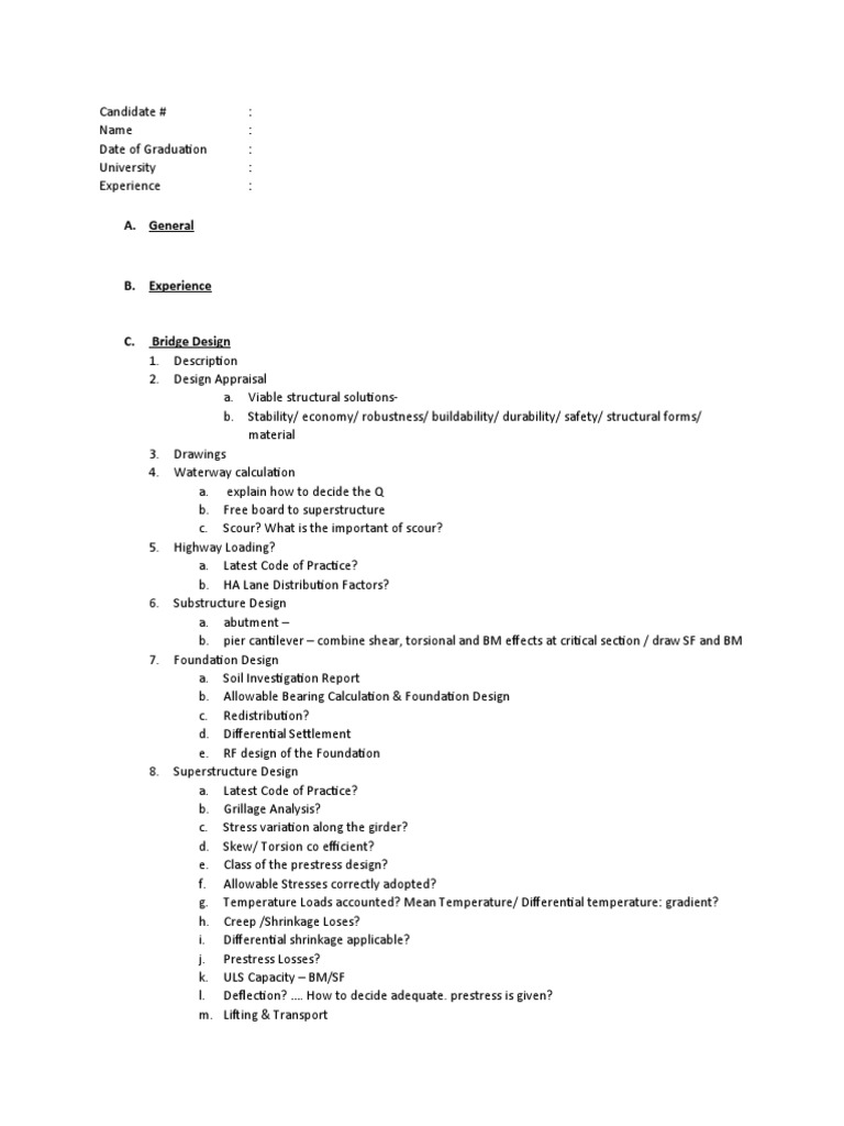 Check List For Bridge Design | PDF