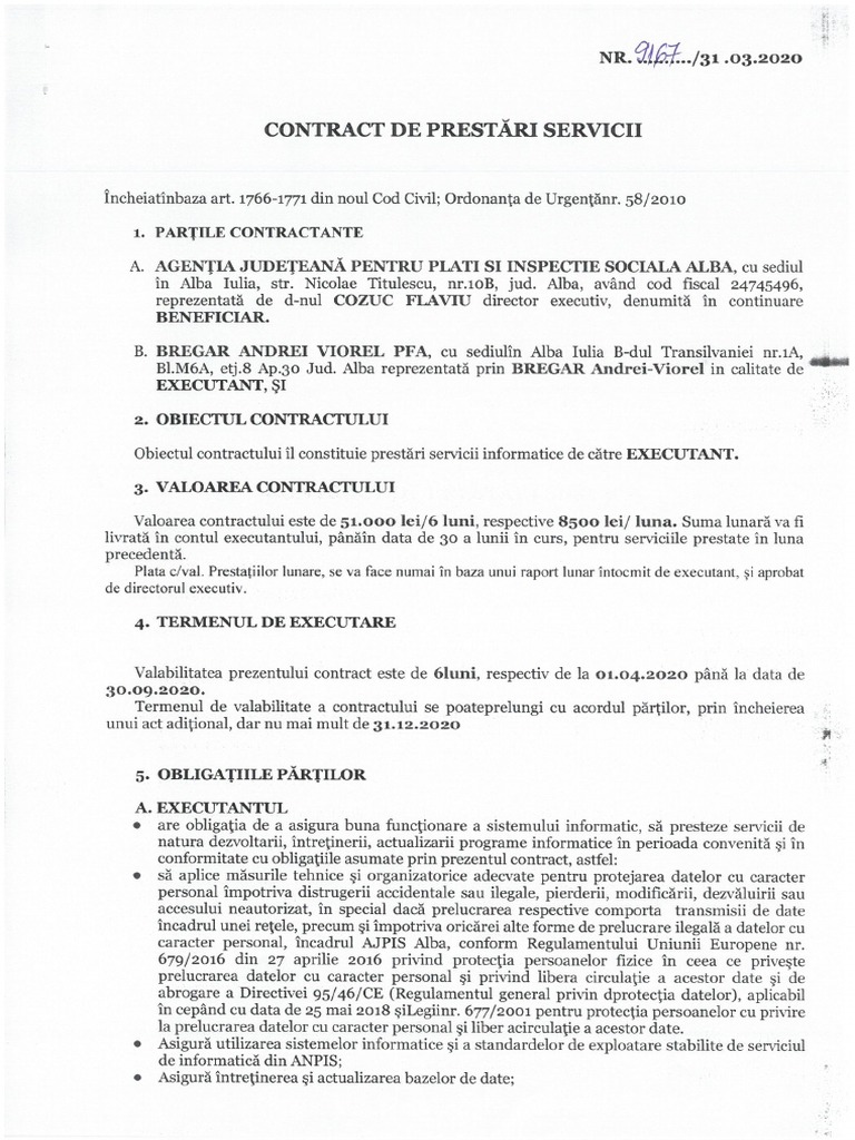 Contract Prestari Servicii IT | PDF