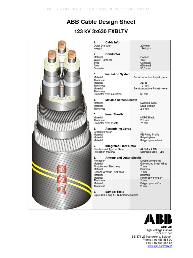 Submarine Cable Design Cu 3x630 Rev 140610 | PDF | Electrical ...