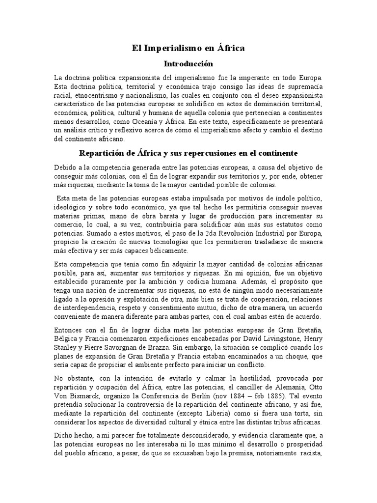 Impacto del Imperialismo en África | PDF | Europa | Colonialismo