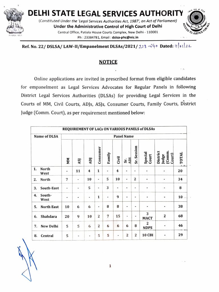 DLSA - Empanelment Notice | PDF | Advocate | Justice