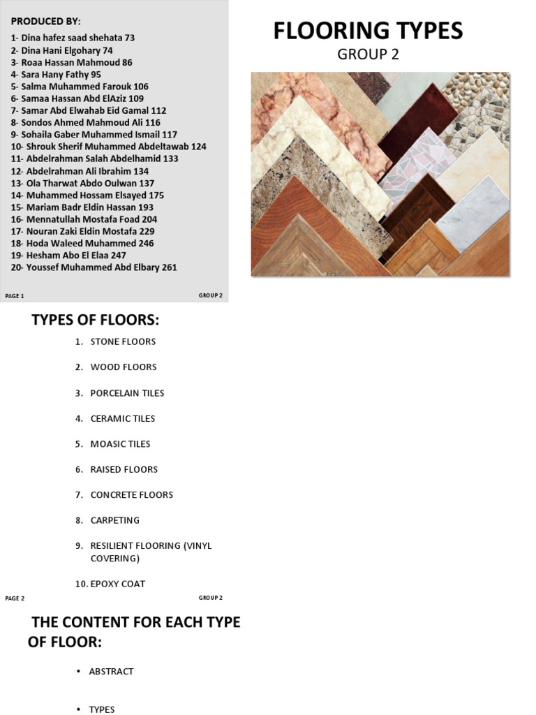 Flooring Types and Details Guide | PDF | Flooring | Tile
