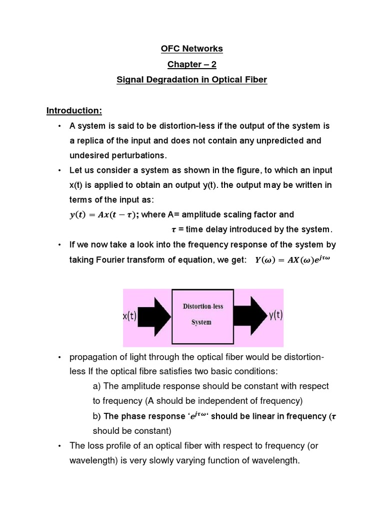Signal Degradation in Optical Fiber | PDF | Dispersion (Optics ...