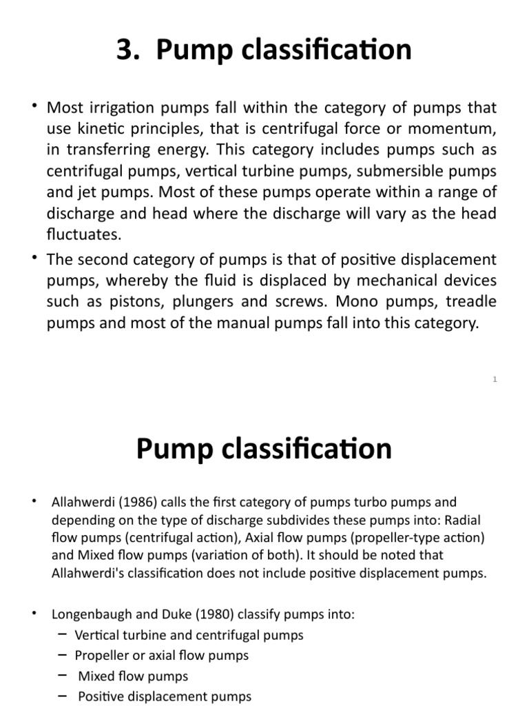 Irrigation Pump Types and Classifications | PDF | Pump | Valve