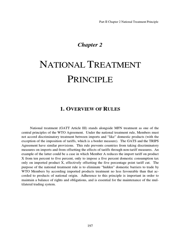 Ational Reatment Rinciple: Verview of Ules | PDF | World Trade ...