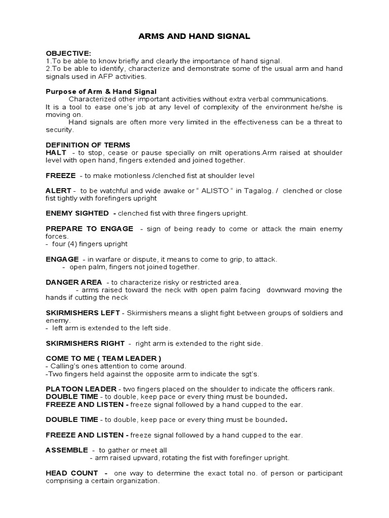 Arms and Hand Signal | PDF