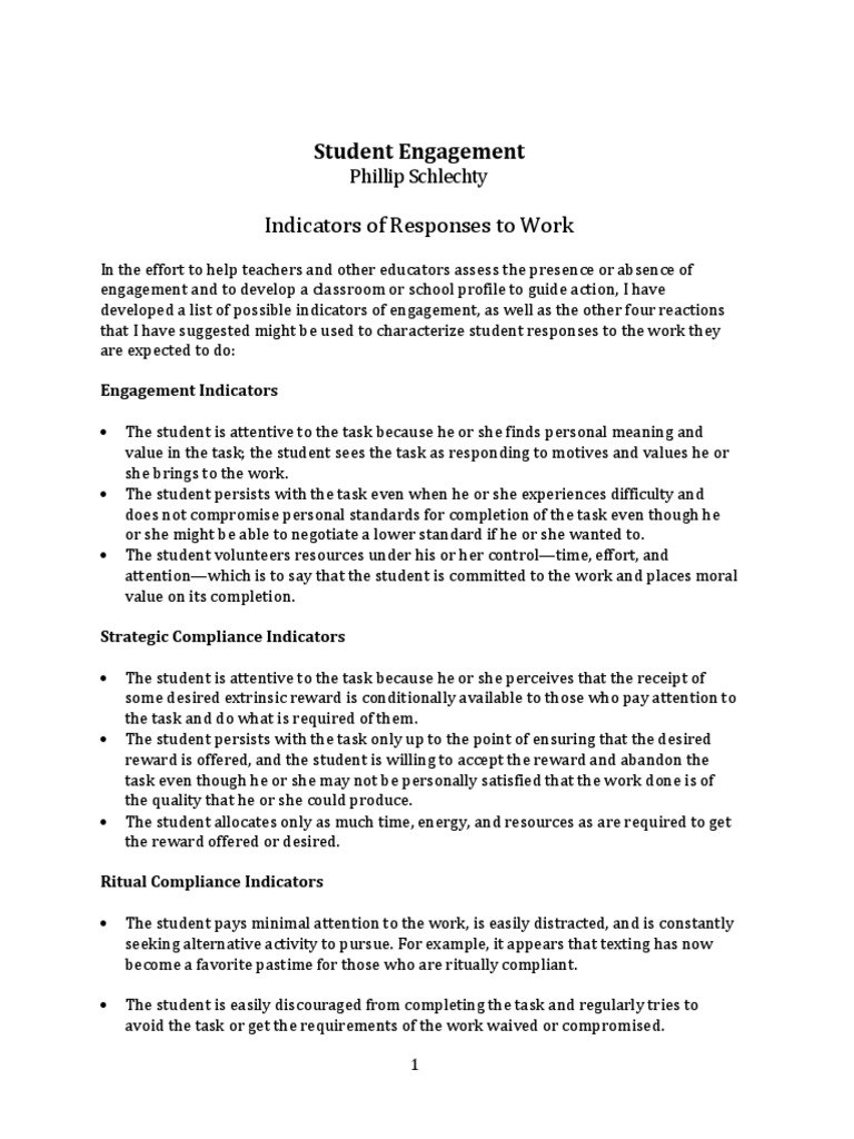 Schlechty-Article Engagement | PDF | Motivational | Motivation