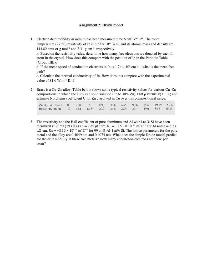 Drude Model Analysis of Indium and Alloys | PDF | Teaching Methods ...