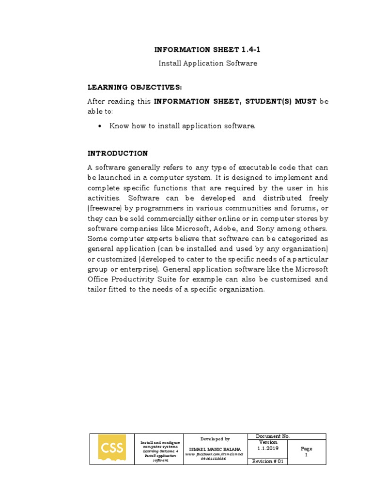 Information Sheet 1.4-1: Install and Configure Computer Systems | PDF ...