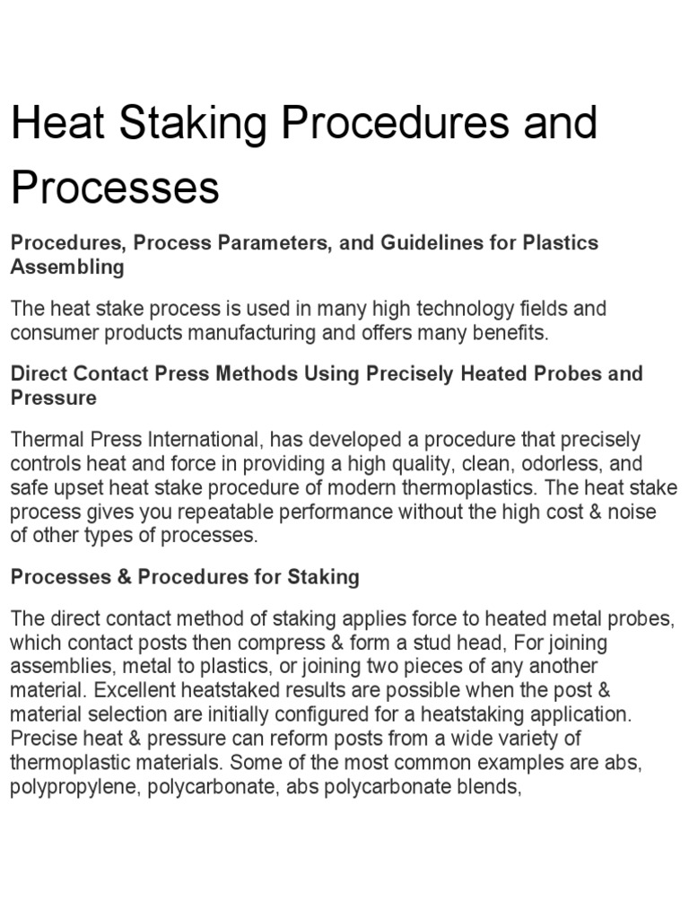 Heat Stacking Process | PDF | Thermoplastic | Plastic