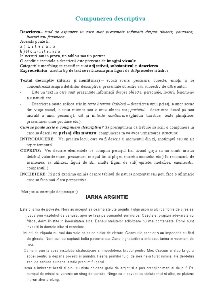 Compunerea Descriptiva | PDF