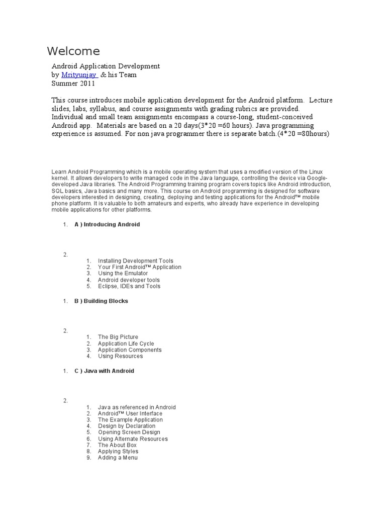 Syllabus Pdf Android Operating System Mobile App 0006