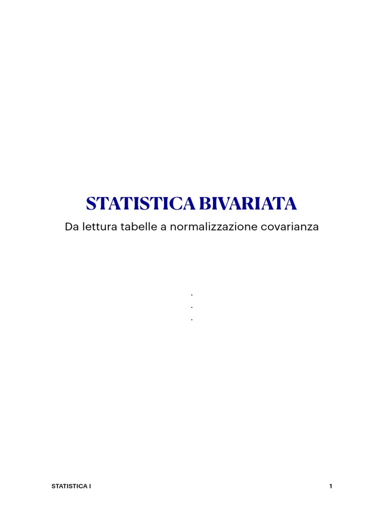Statistica Bivariata Parte 1 | PDF