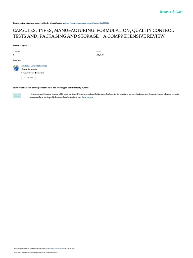 Capsules Types Manufacturing Formulation Quality C | PDF ...