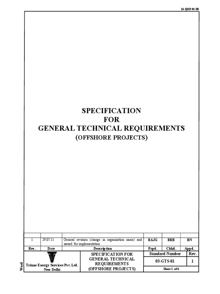 Offshore Project Technical Requirements | PDF | Specification ...