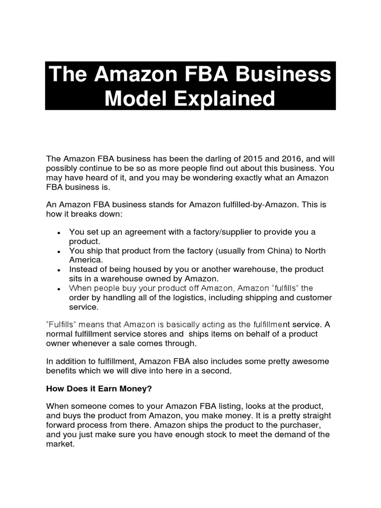 The Amazon FBA Business Model Explained | PDF | Search Engine ...