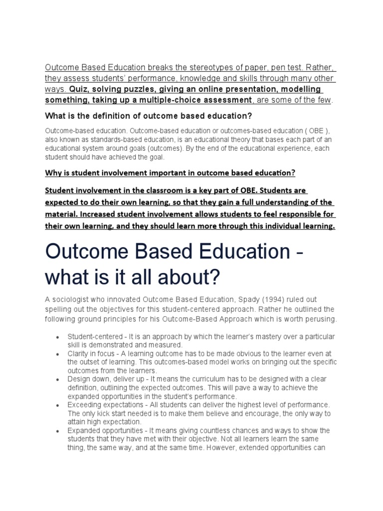 Report Outcome Based Edu | PDF | Educational Assessment | Pedagogy