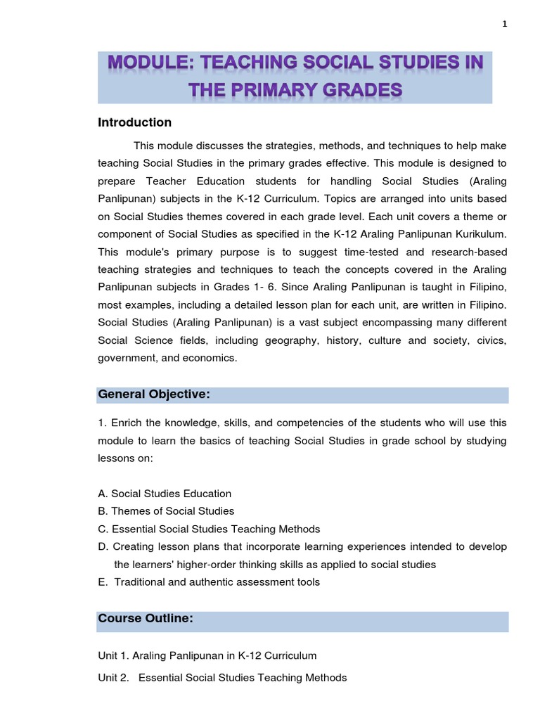 Teaching Social Studies in Primary Grades | PDF | Teaching Method | Learning