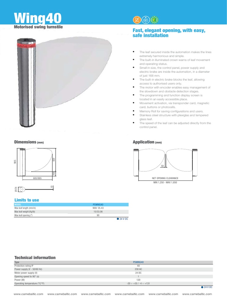 Wing40: Fast, Elegant Opening, With Easy, Safe Installation | PDF ...