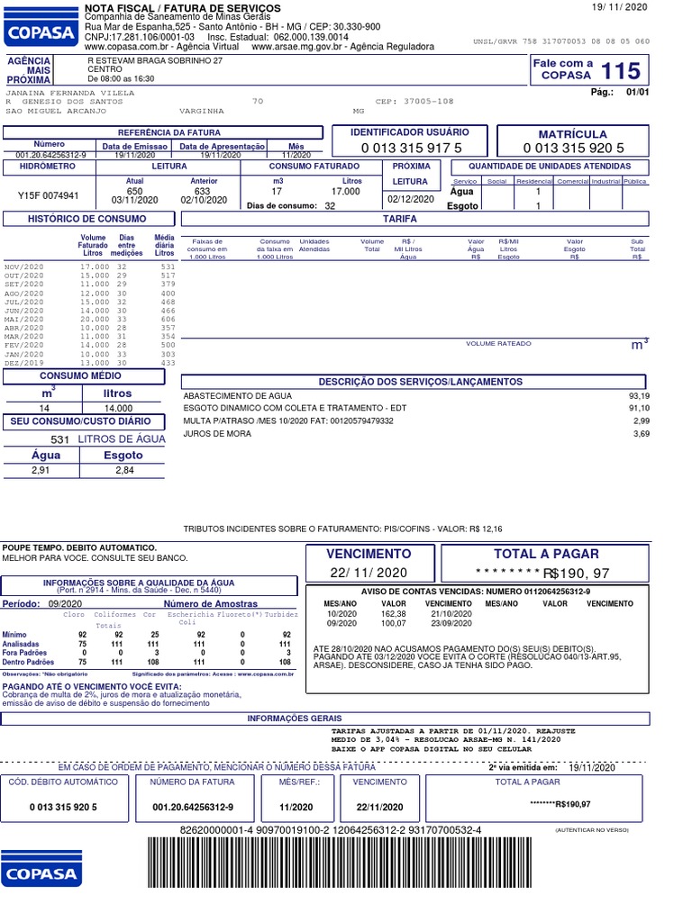 Conta Copasa | PDF | Geociências | Água e política