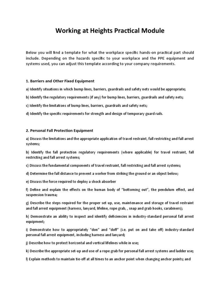 Working at Heights Practical Module | Download Free PDF | Safety